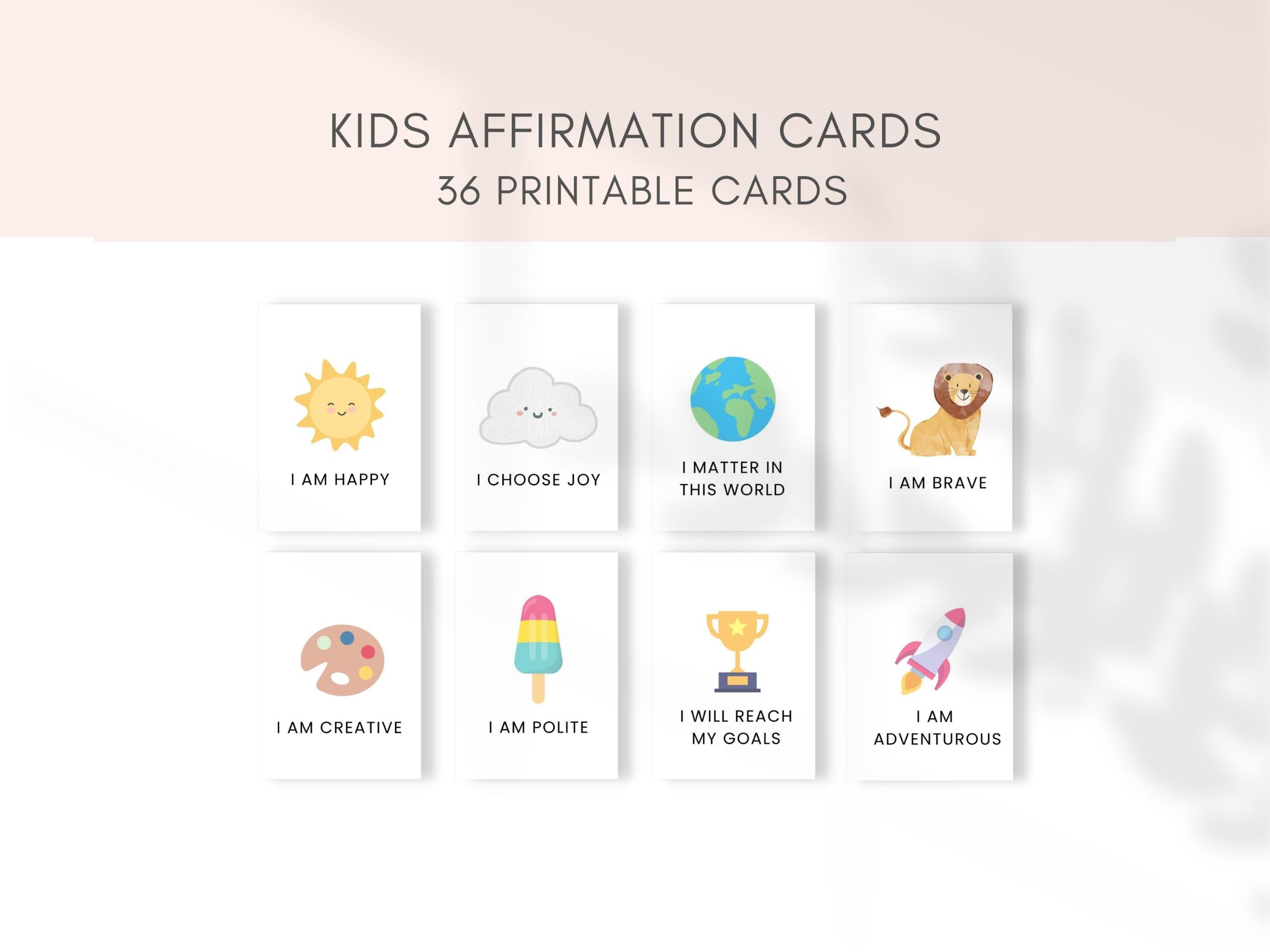 Affirmation Cards for Kids Printable, Children's Positive Affirmation ...
