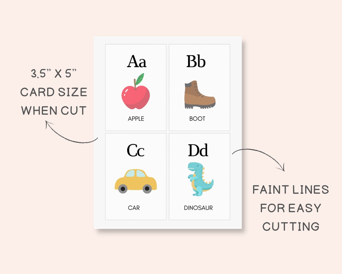 Alphabet Flashcard Printable ABC Flashcard Alphabet - Etsy