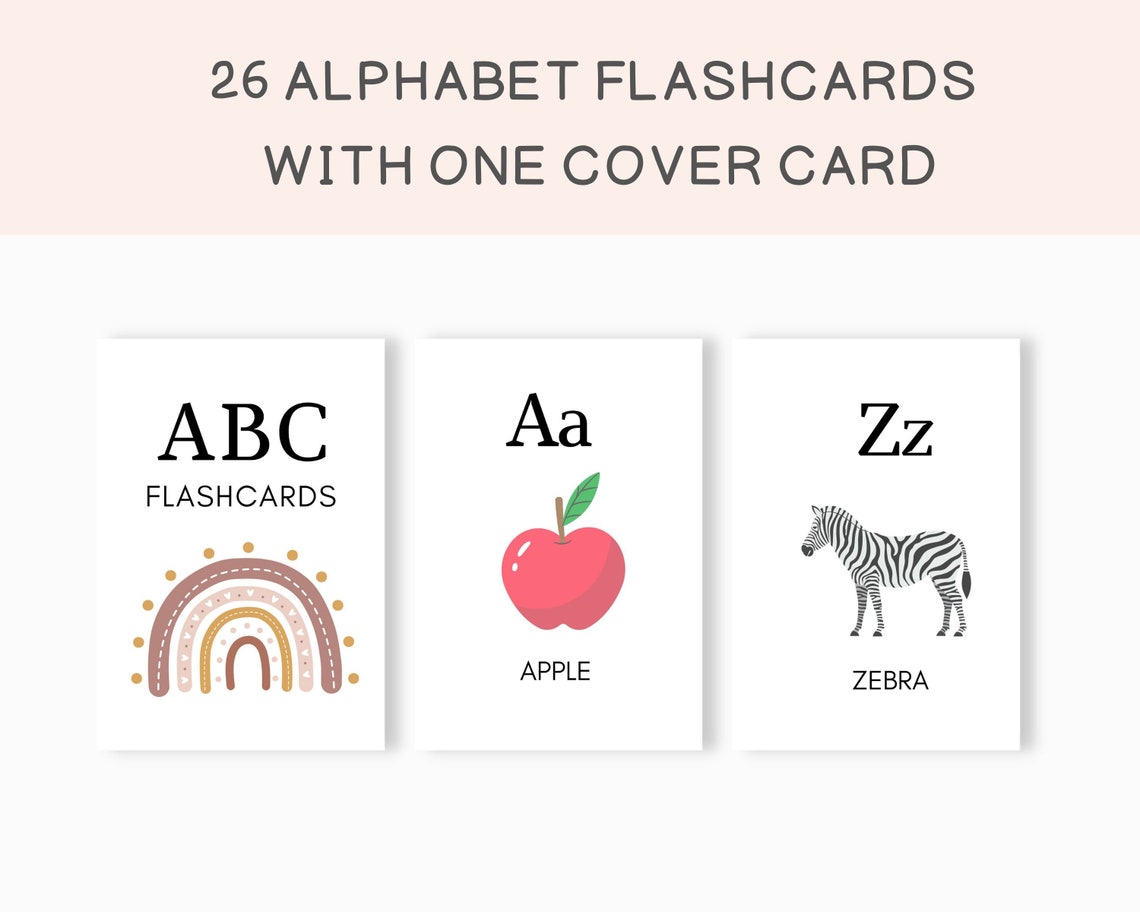 Alphabet Flashcard Printable ABC Flashcard Alphabet - Etsy