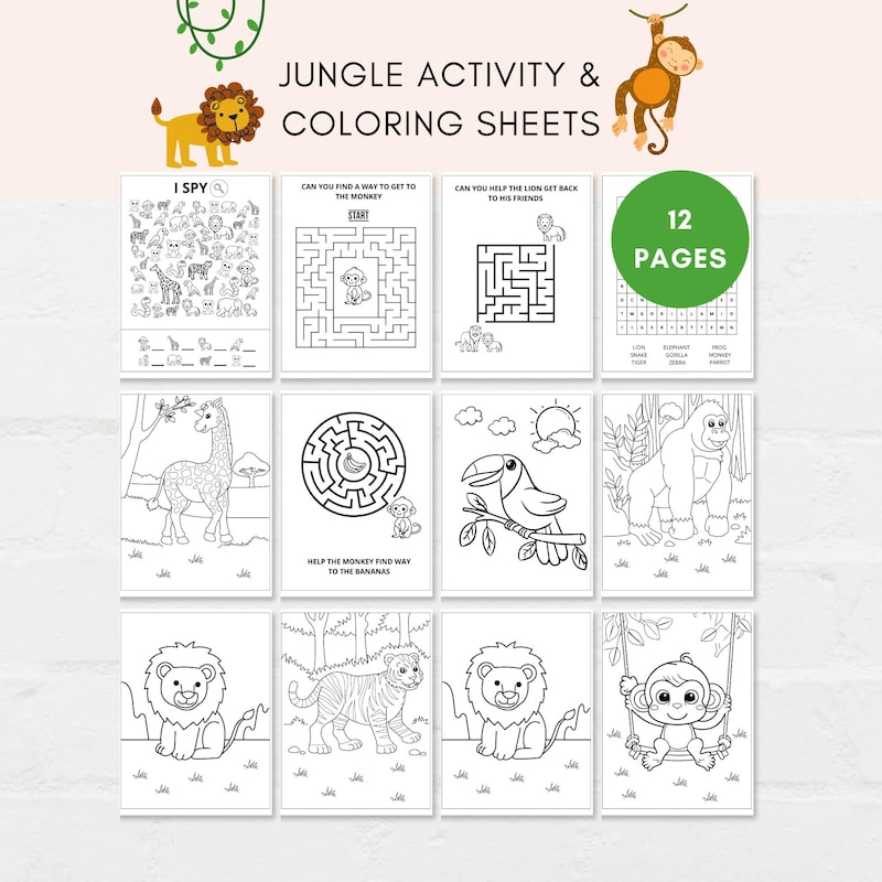 Jungle Coloring Printables - Etsy UK
