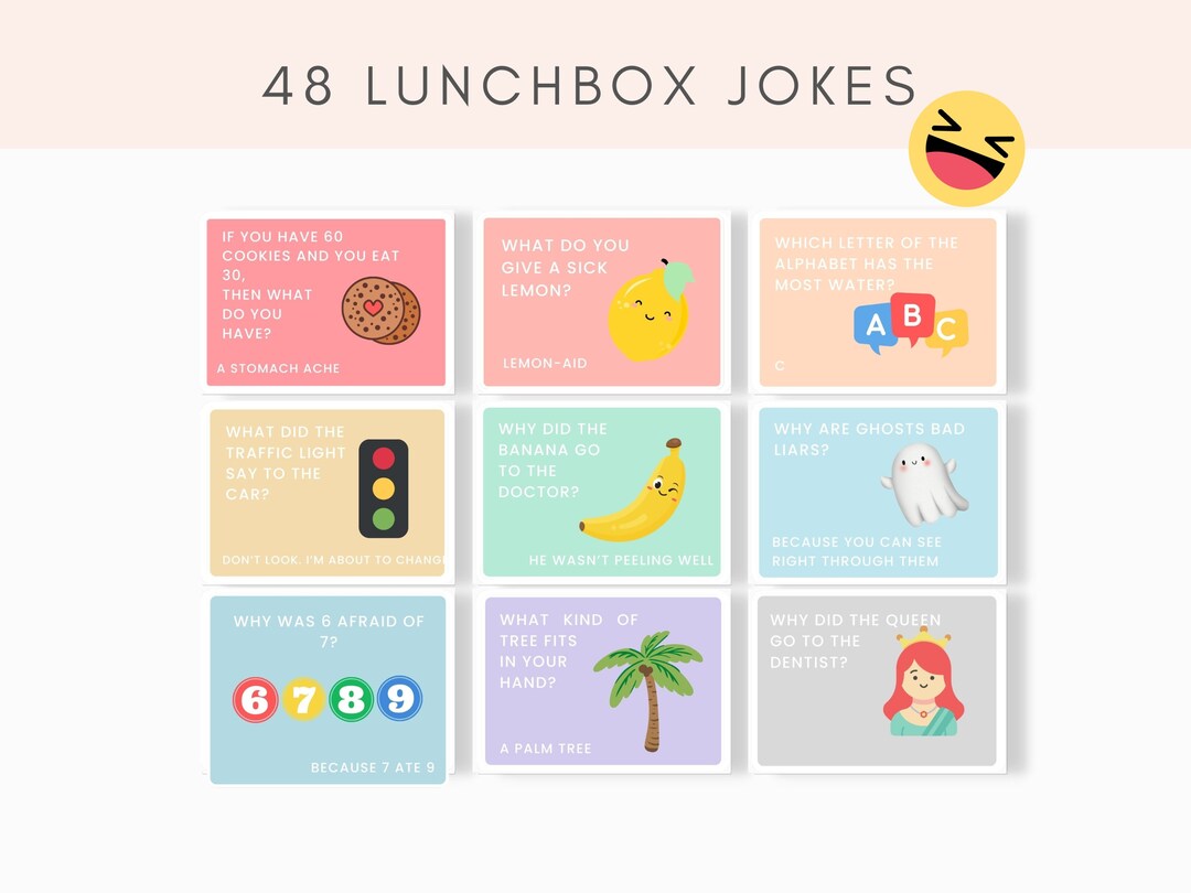 Lunchbox Jokes Printable, Lunch Box Notes, Jokes for Kids, Lunchbox ...