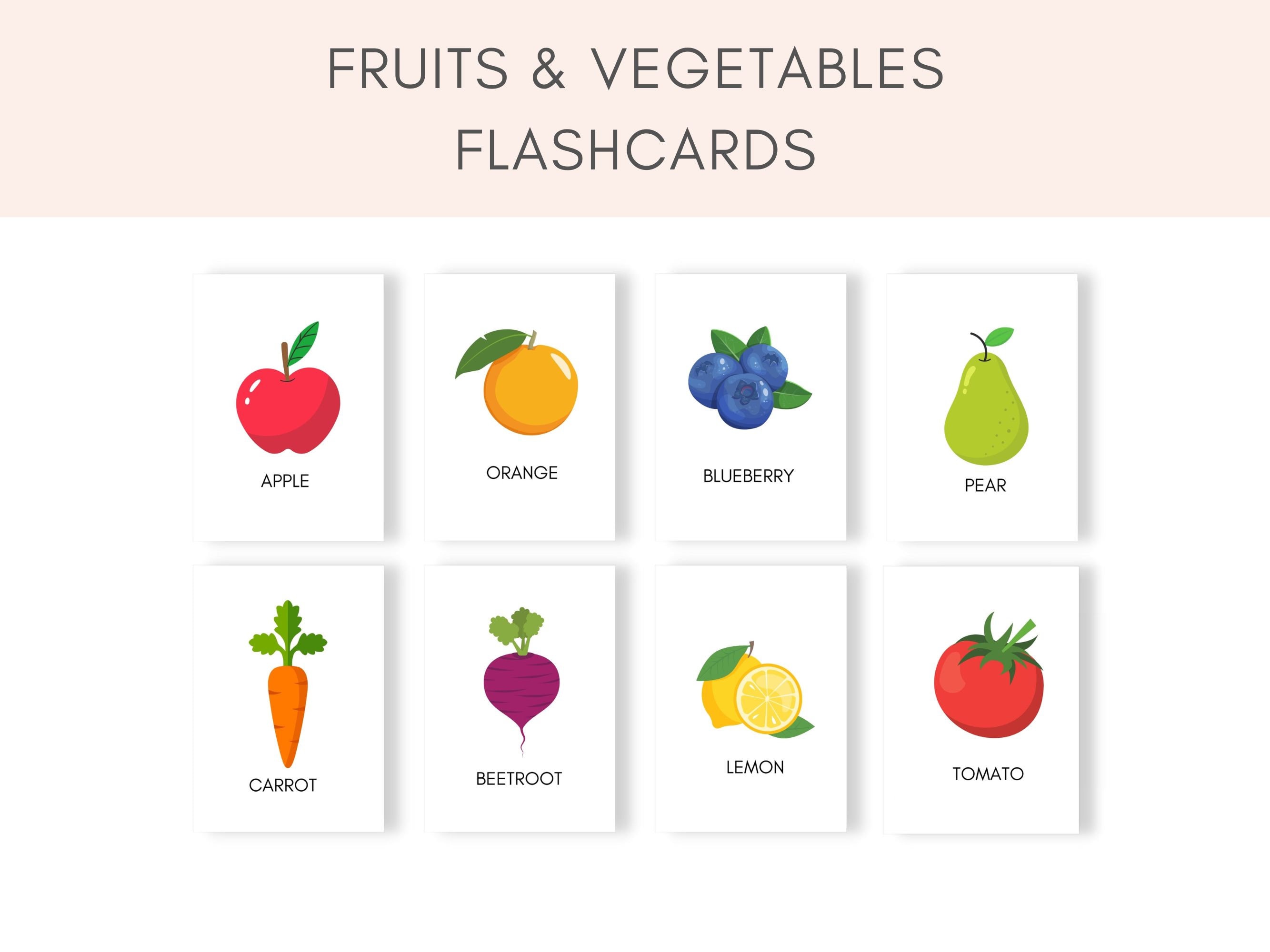 Fruits and Vegetables Flashcards, Fruits Flashcards, Vegetable ...