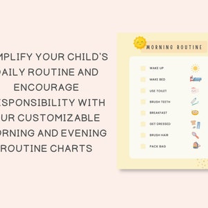 Bedtime Routine Chart, Morning Board, Editable Routine Chart, Routine ...