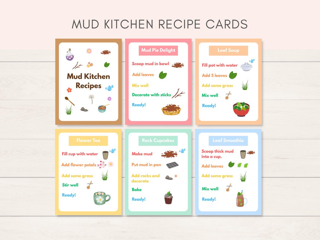 Mud Kitchen Recipe Cards, Mud Kitchen Recipe, Outdoor Mud Kitchen ...