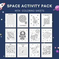 Fun Coloring Pages for Kids-space Theme-20 Page Pdf-rockets,planets ...
