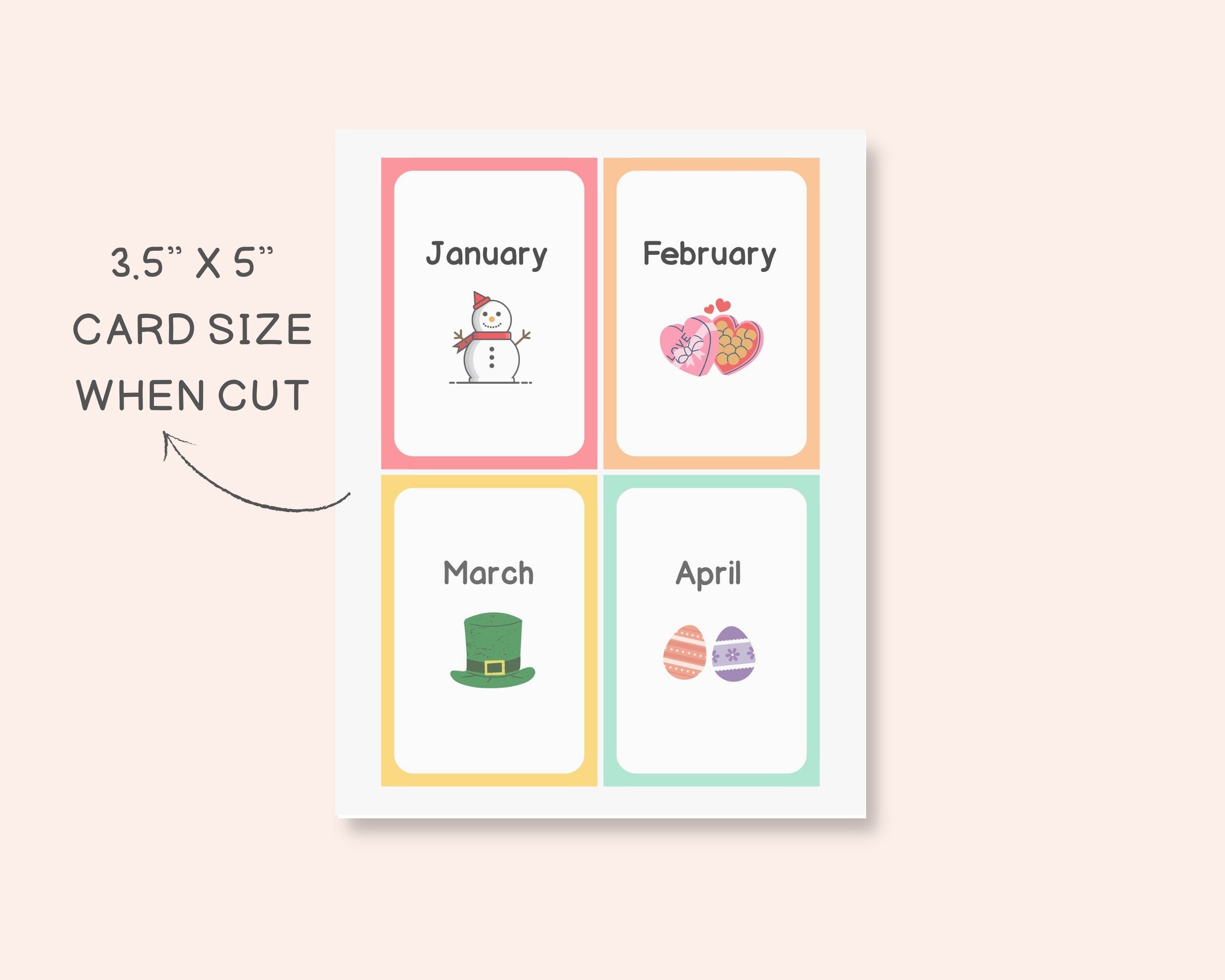 Months of the Year Flashcards Flashcards Printable Months - Etsy