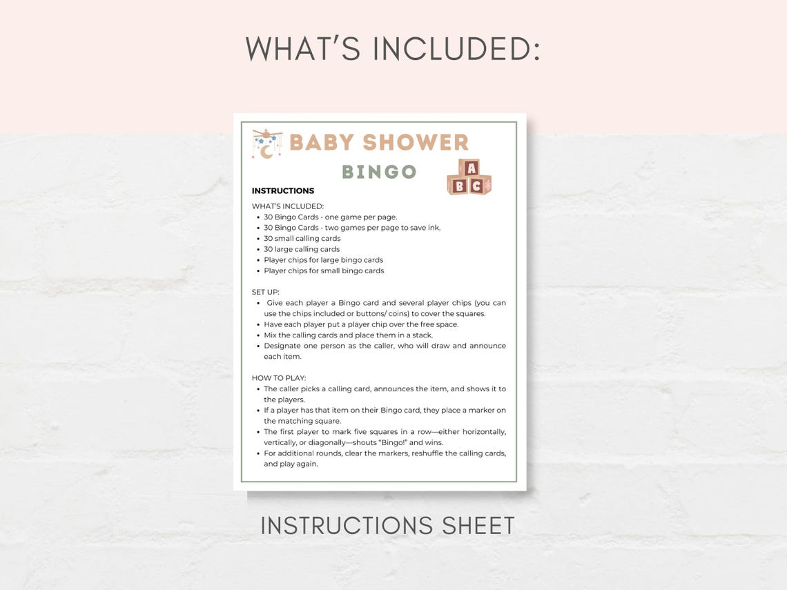 Baby Shower Bingo, Baby Shower Games, Baby Shower Activity, Baby Shower ...