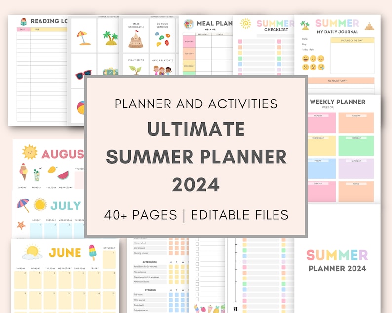 Summer Planner 2024, Summer Kids Planner, Summer Activity, Summer ...