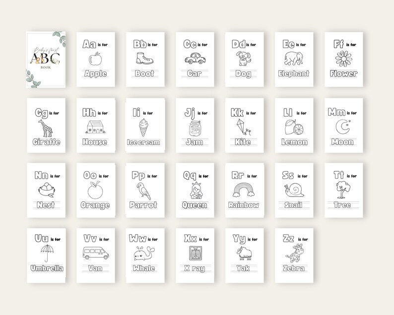 Baby's First ABC Book, Baby Shower Games Printable, Abc Book Baby ...
