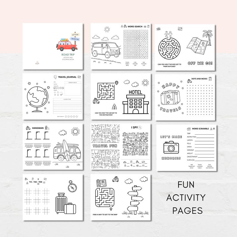 Road Trip Activity Pack, Kids Activities, Road Trip Game, Printable ...
