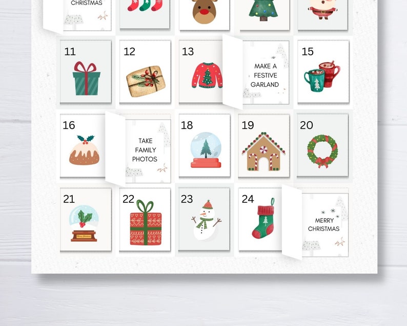 Printable Advent Calendar Christmas Countdown Advent Kids - Etsy