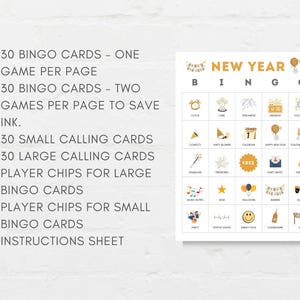 New Year Bingo Printable, New Year Game, New Year Activity, Kids New ...