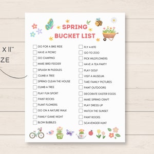 Spring Bucket List Printable, Spring Printable, Spring Break, Kids ...