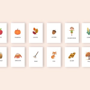 Fall Flashcards Printable, Autumn Flashcards, Nature Cards, Fall ...