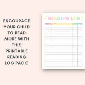 Printable Reading Log, Reading Log for Kids, Reading Tracker, Reading ...