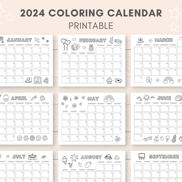 2024 Coloring Calendar - Etsy
