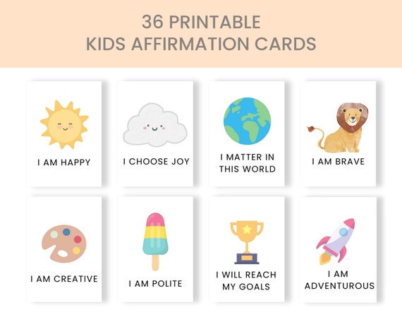 Affirmation Cards for Kids Printable Children's Positive - Etsy