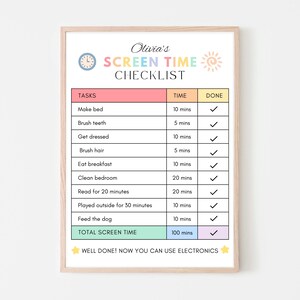 Screen Time Chart, Screen Time Checklist, Summer Screen Time, Screen ...