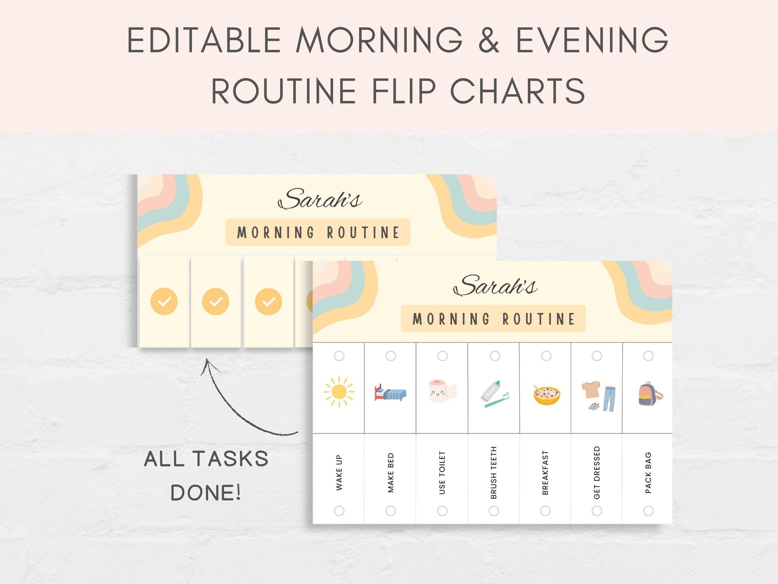 Editable Routine Flip Chart, Kids Routine, Daily Routine Chart, Daily ...