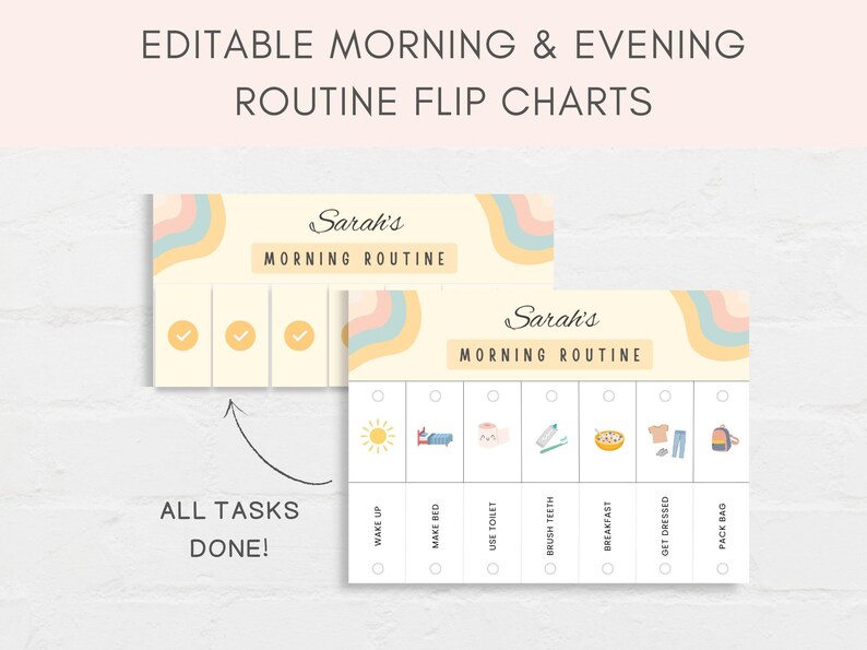 Editable Routine Flip Chart, Kids Routine, Daily Routine Chart, Daily ...