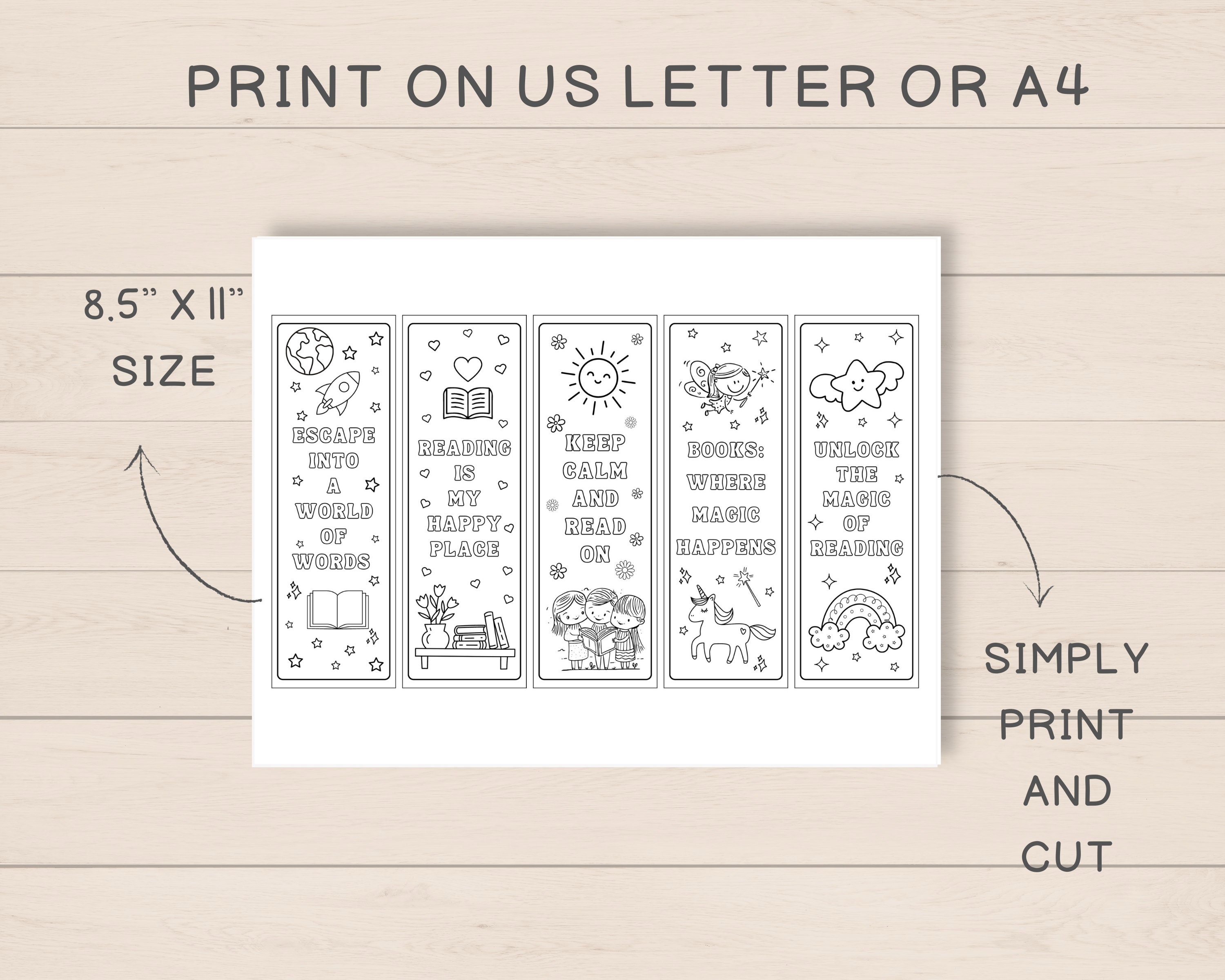 Coloring Bookmarks, Printable Bookmarks, Bookmarks for Kids, DIY ...