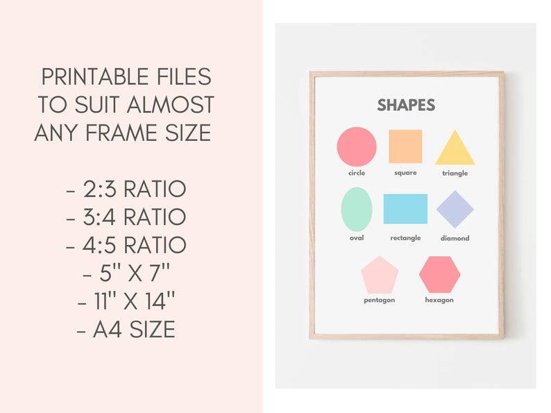 Shapes Poster Printable, Shapes Chart, Educational Shape Wall Art ...