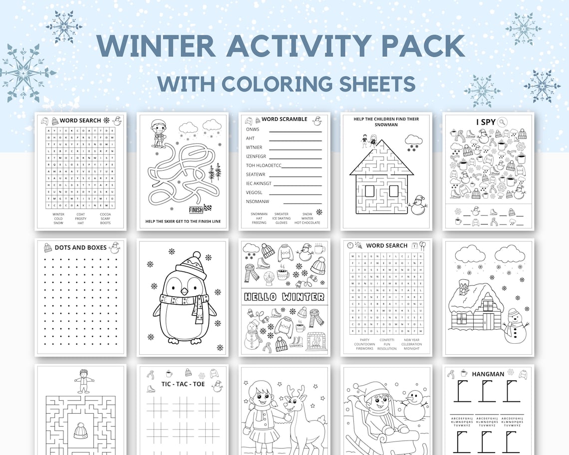 Winter Activity Printable Winter Games Winter Printable - Etsy