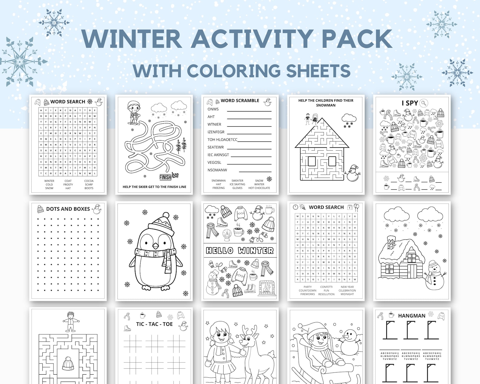 Winter Activity Printable Winter Games Winter Printable - Etsy