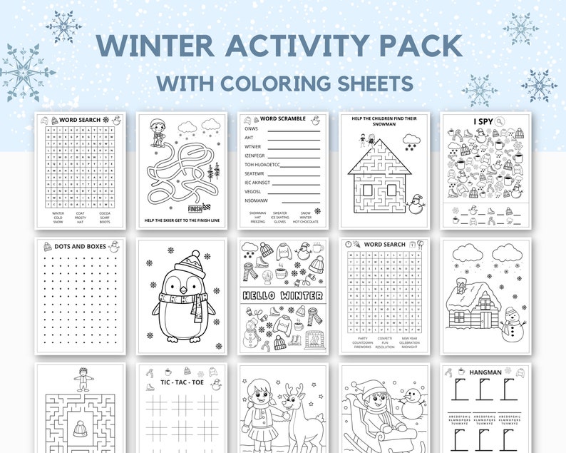 Winter Activity Printable Winter Games Winter Printable - Etsy
