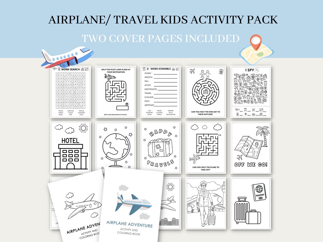 Airplane Activity Pack, Travel Activity for Kids, Travel Games, Kids ...