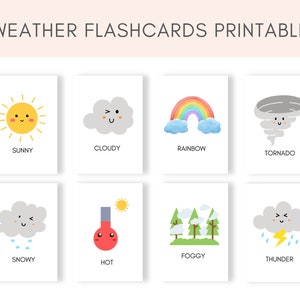 Weather Flashcards Printable Flashcards Toddler Flashcards - Etsy