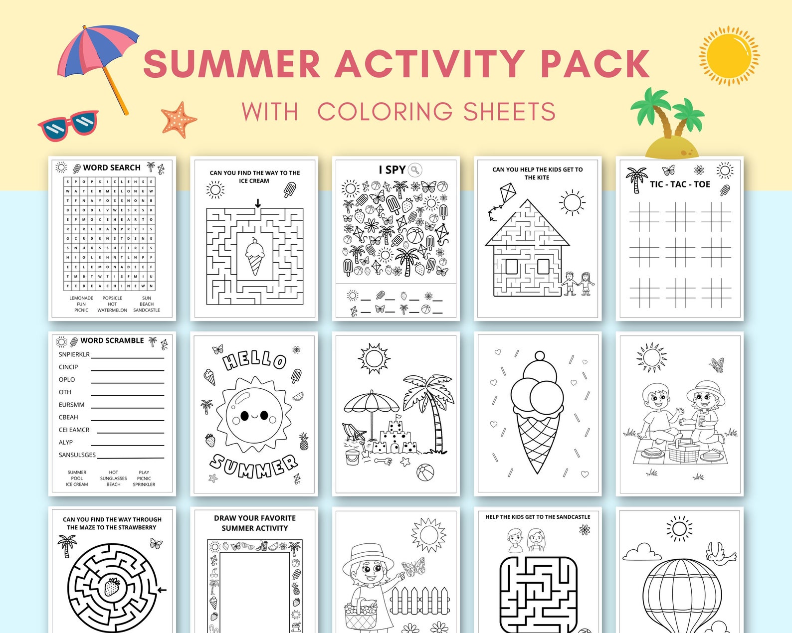 KIDS ACTIVITY PACK, Seasons Activity Pack, Kids Activity Printable ...