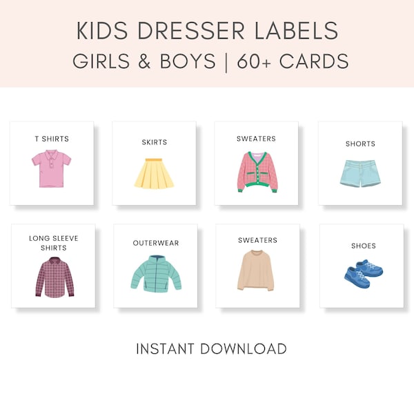 Printable Clothing Dresser Labels for Kids - Etsy