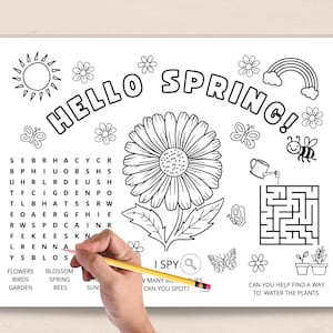 Spring Placemat, Spring Activity, Spring Games, Placemat Printable ...