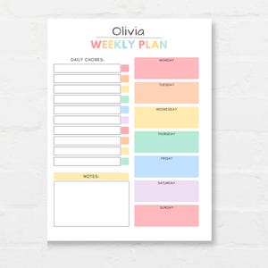 Kids Chore Planner, Kids Daily and Weekly Planner, Chore Chart for Kids ...