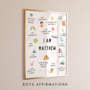 Boys Affirmations Wall Art, Children Affirmation Wall Art, Positive ...