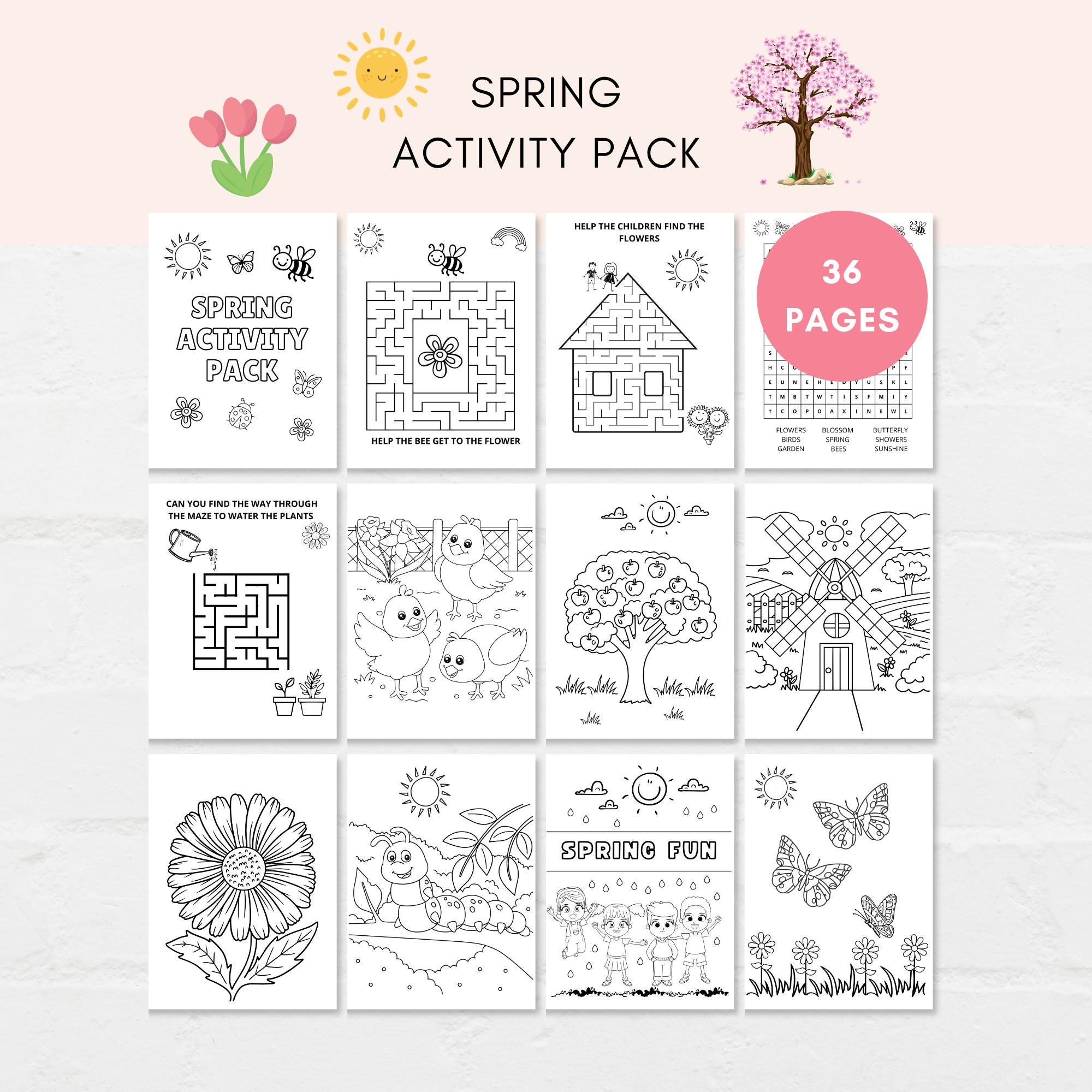 Spring Activity Printable, Spring Coloring Pages, Spring Kids Game ...