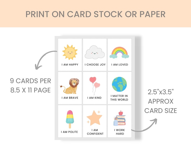 Affirmation Cards for Kids Printable Children's Positive - Etsy