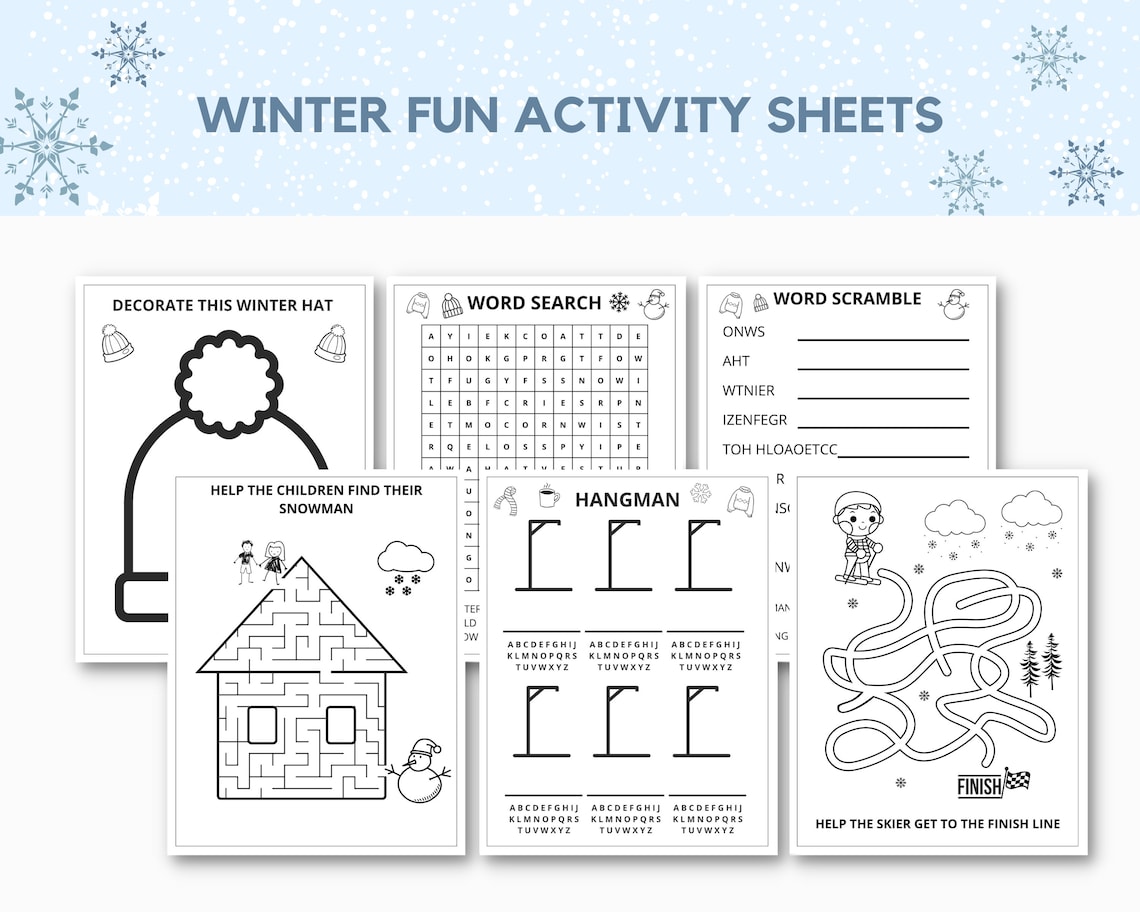 Winter Activity Printable Winter Games Winter Printable - Etsy