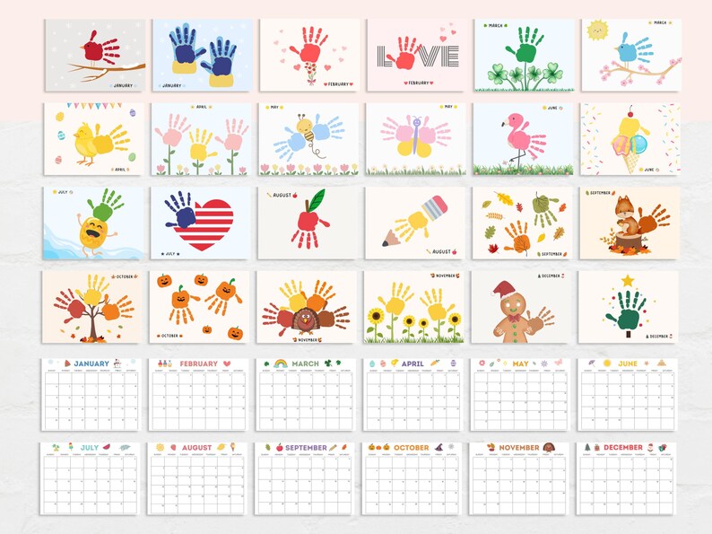 Handprint Calendar 2026, Printable Handprint Calendar, Kids Handprint ...
