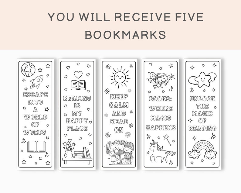 Coloring Bookmarks Printable Bookmarks Bookmarks for Kids - Etsy