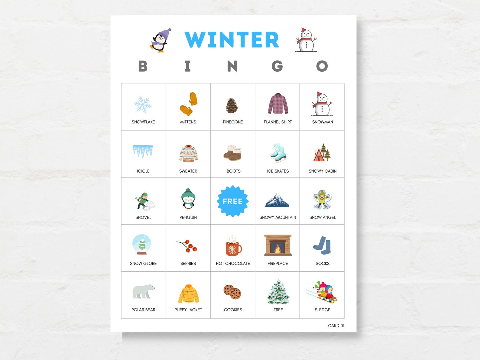 Winter Bingo, Winter Activity, Winter Bingo Printable Game, Winter ...
