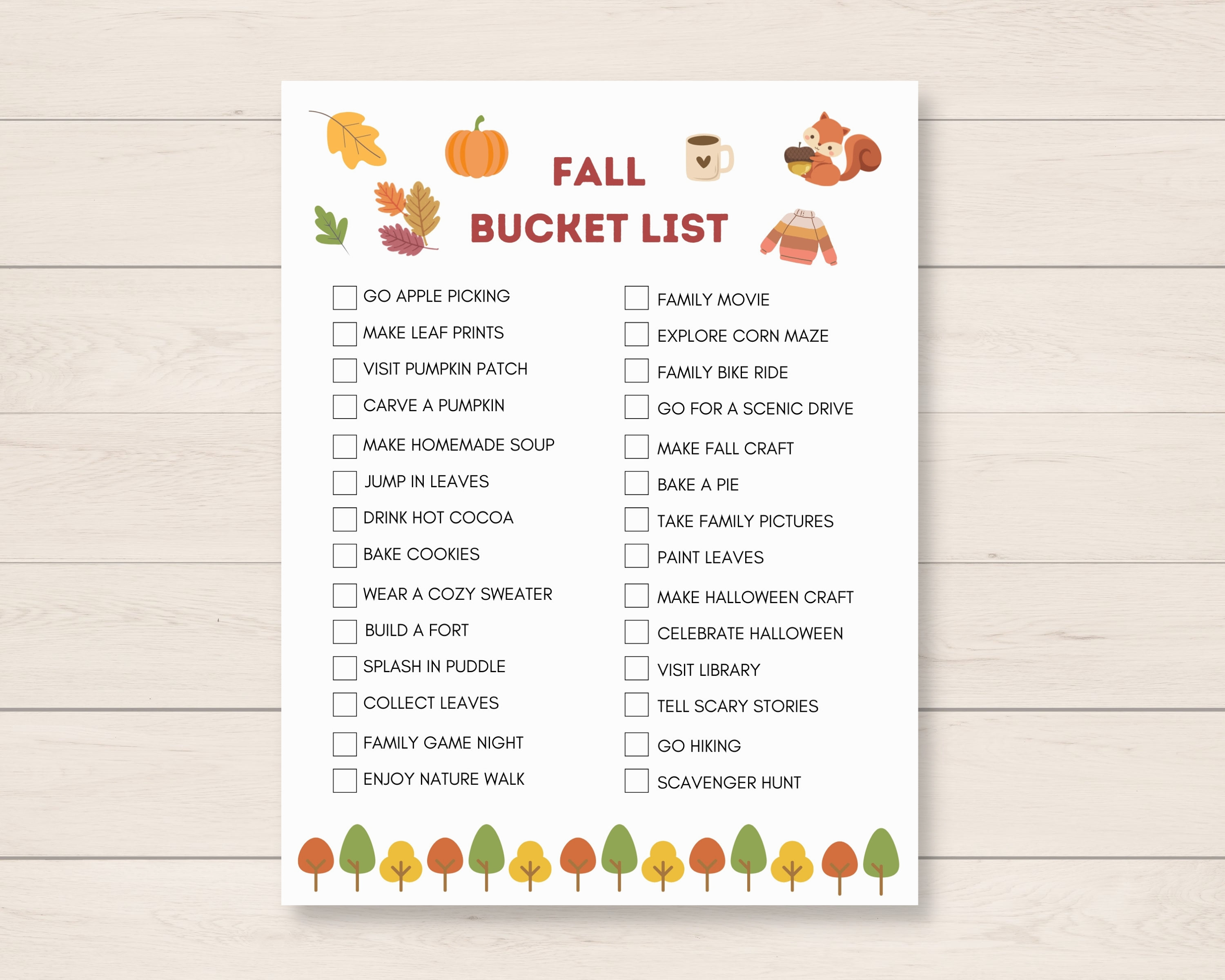 Fall Bucket List Printable, Editable Bucket List, Fall Fun Activities ...