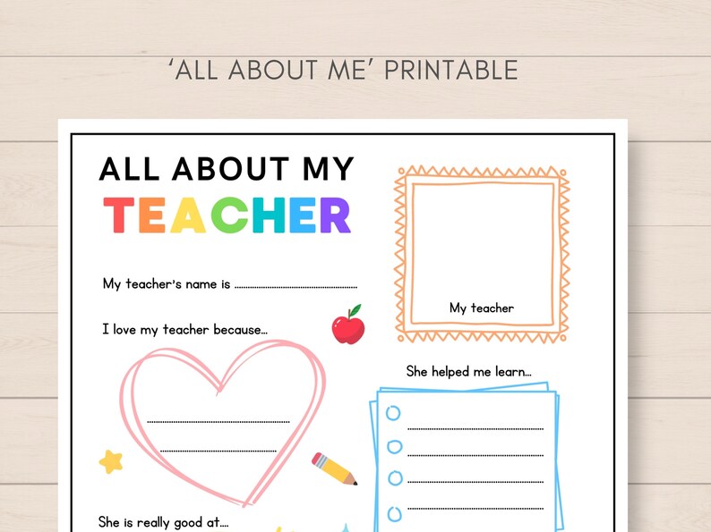 All About My Teacher, Teacher Appreciation Week, Teacher Thank You ...