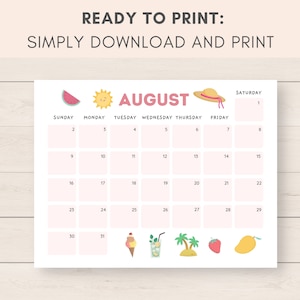 2026 Calendar Printable, Kids Calendar 2026, Printable Calendar ...