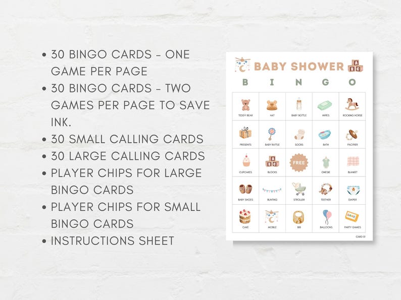 Baby Shower Bingo, Baby Shower Games, Baby Shower Activity, Baby Shower ...
