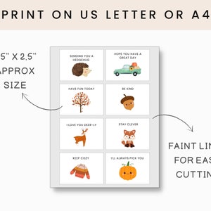 Fall Lunchbox Notes, Lunch Box Notes Printable, Lunch Notes for Kids ...