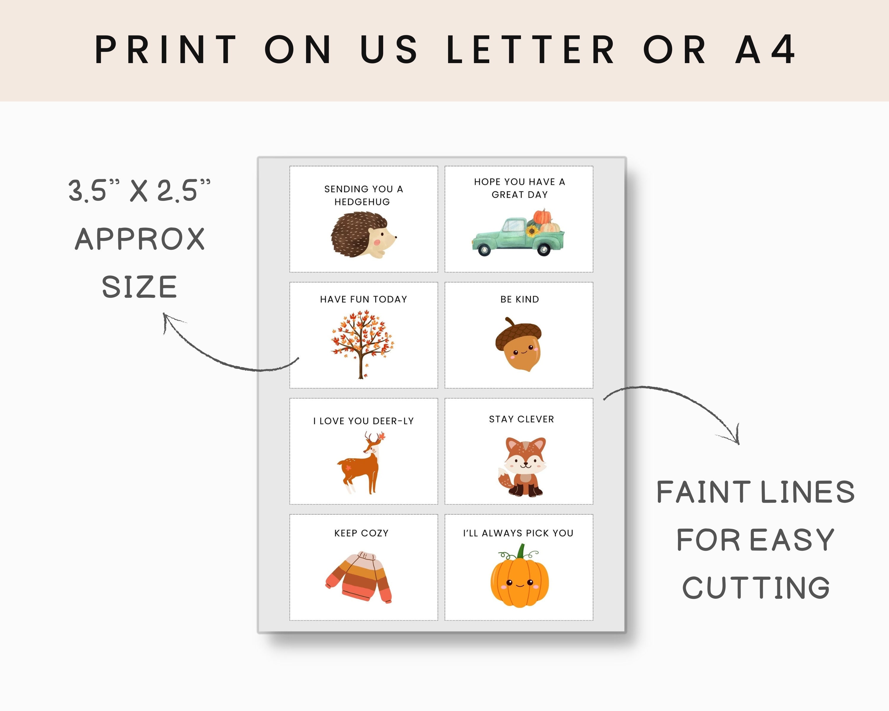 Fall Lunchbox Notes, Lunch Box Notes Printable, Lunch Notes for Kids ...