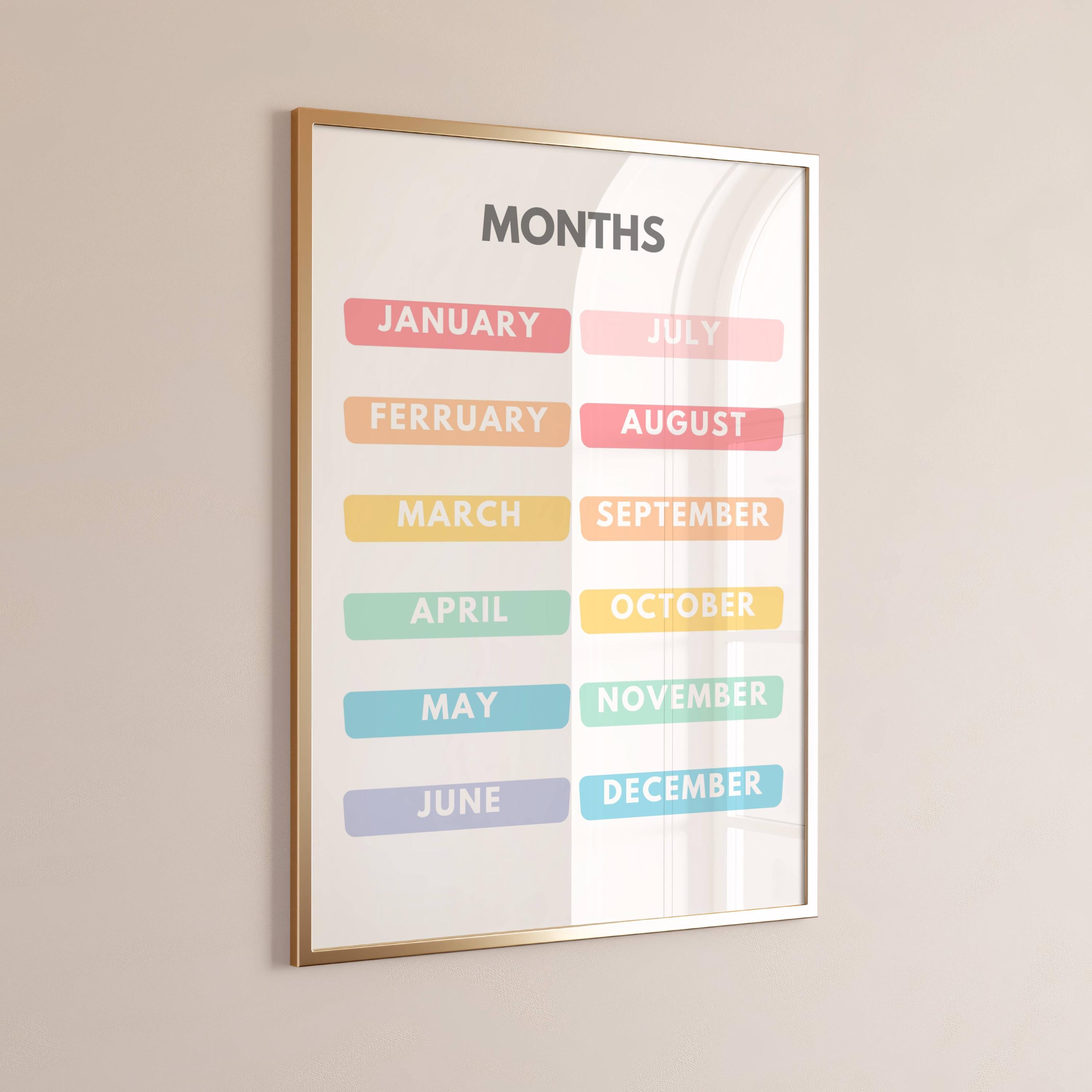 Months of the Year Poster, Educational Posters, Kindergarten Poster ...