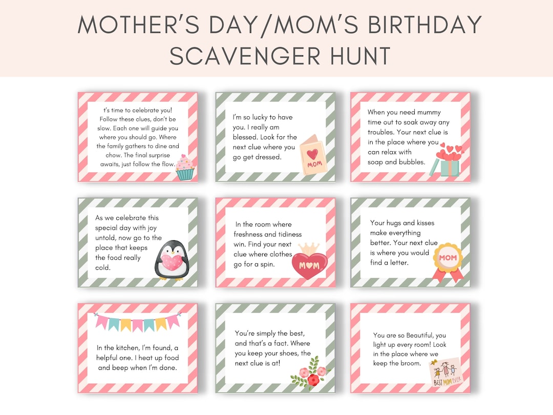 Mothers Day Scavenger Hunt, Mothers Day Games, Mothers Day Activity ...